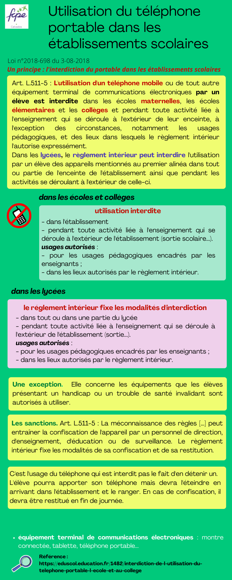 Utilisation du téléphone portable à l'école | FCPE